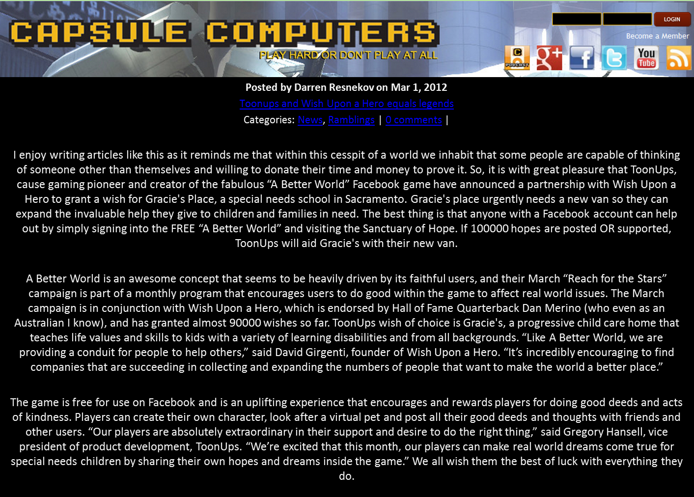 Capsule Computers Sings Praises of A Better World - ABetterWorld.com